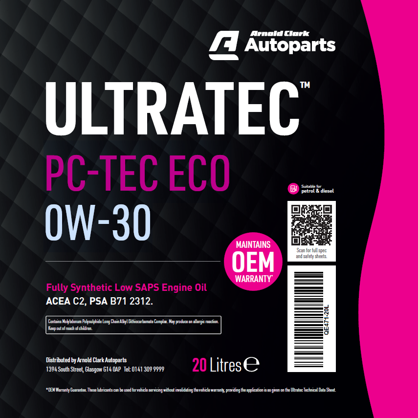 Ultratec PC-TEC ECO 0W-30 20 Litre - E471-20L | Arnold Clark Autoparts