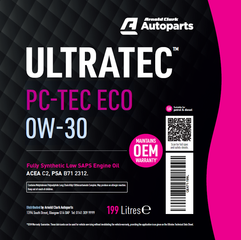 Ultratec PC-TEC ECO 0W-30 199 Litre Barrel - E471-199L | Arnold Clark ...