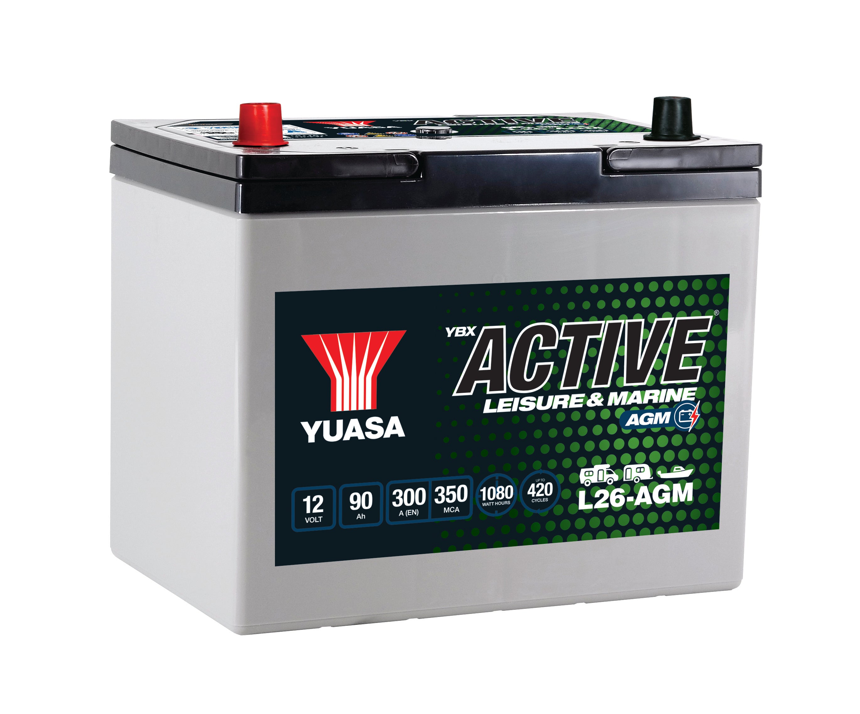 L26-Agm Yuasa Active Leisure Agm Battery 12V 90Ah 300A | Arnold Clark ...