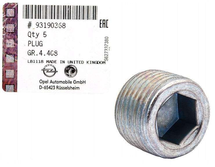 Genuine Vauxhall Oil Level Drain Case Plug - 93190368 | Arnold Clark ...