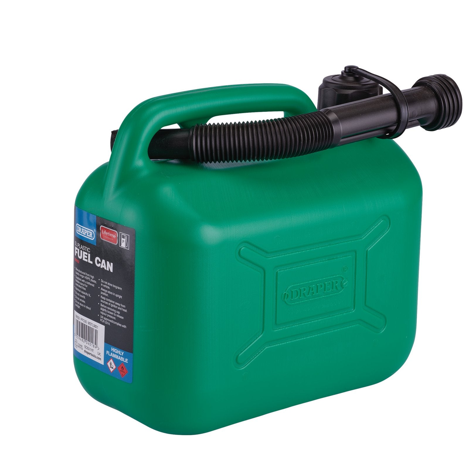 Draper Plastic Fuel CAN - 5L - Green - 09052| Arnold Clark Autoparts