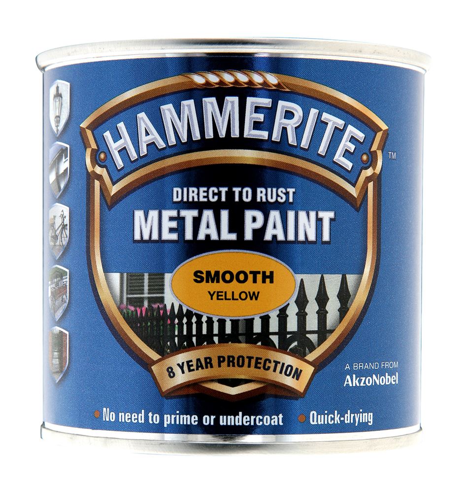 Hammerite Smooth Yellow Paint - 250Ml | Arnold Clark Autoparts