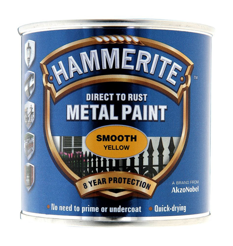 Hammerite Smooth Yellow Paint - 250Ml | Arnold Clark Autoparts