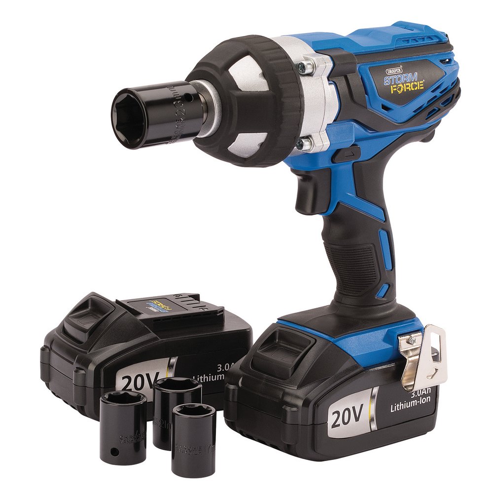 "Storm Force 20V Cordless Impact Wrench 1/2"" Sq Dr 400Nm 2 x 3.0Ah ...